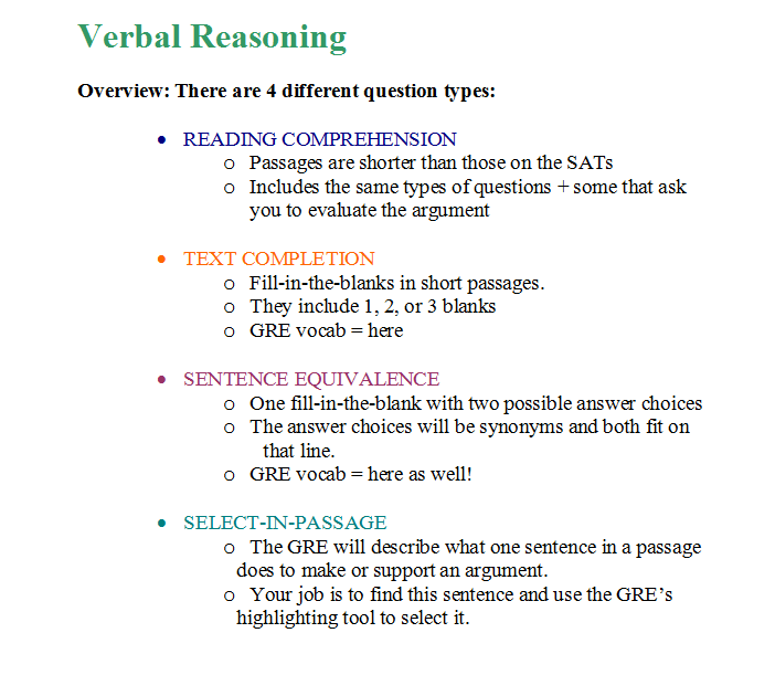 16 The Verbal Reasoning Section Question Types Strategies 16 The Verbal Reasoning Section Question Types Strategies