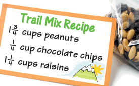 Logan used this recipe to make trail mix. How many cups of peanuts and ...