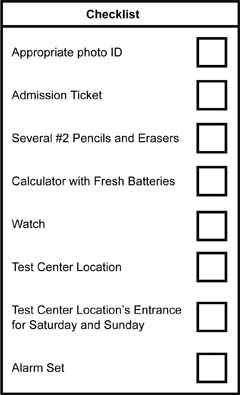 Test Day Checklist