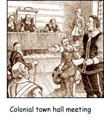 Local colonial governments held town meetings to discuss problems, vote ...