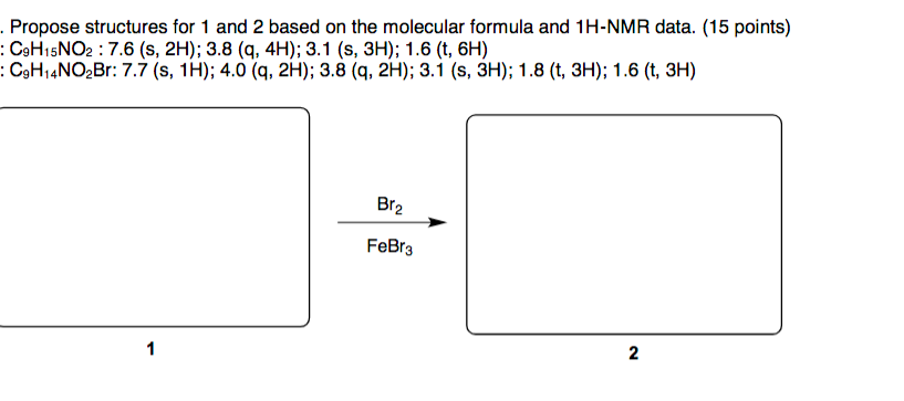Solved Propose structures for 1 and 2 based on the molecular | Chegg.com