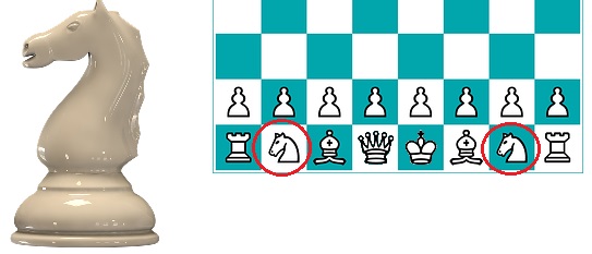 The knight moves in a unique pattern. It moves one space horizontally ...