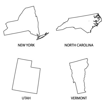 1. Which of the following U.S. states is in the shape of a polygon?