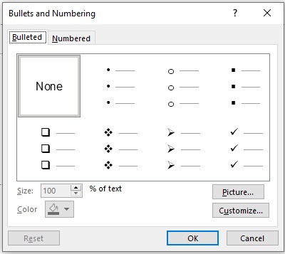 Bullets and Numbered Lists
